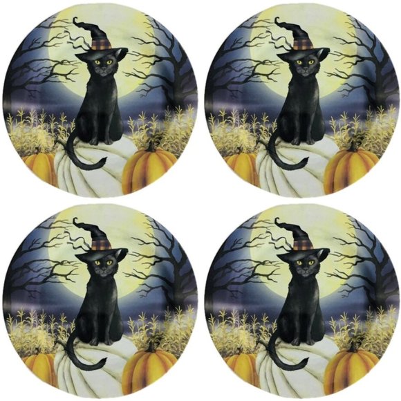 Nantucket | Dining | Halloween Melamine Dinner Plates 1 Set Of 4 Black ...